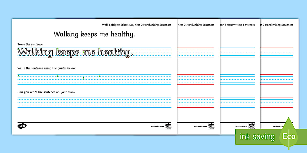 NSW Walk Safely to School Day Year 2 Handwriting Worksheets