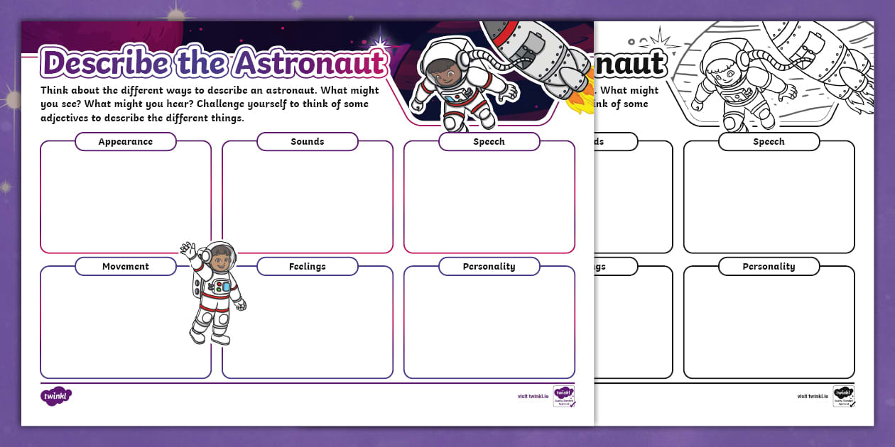 * NEW * Astronaut Adjectives Worksheet - Twinkl Writing
