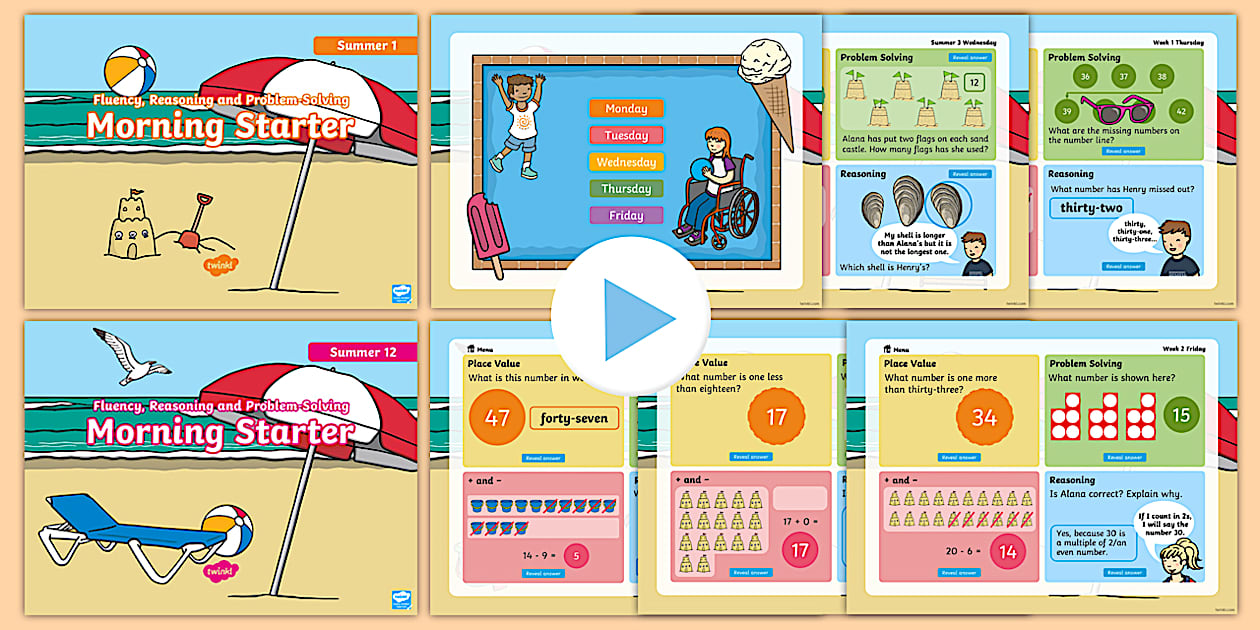 Year 1 Maths Summer Morning Starter Weekly Bumper Pack