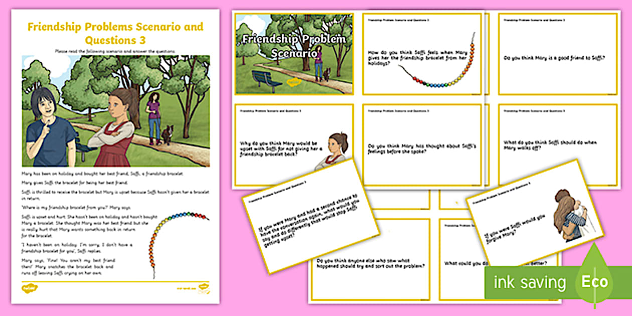 Friends Game Questions - Scenario 3 Worksheet (teacher made)