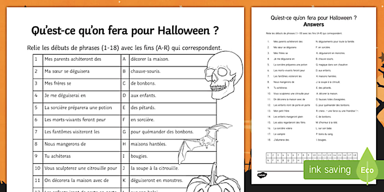 Halloween Simple Future Tense Match Up Worksheet / Worksheet, worksheet