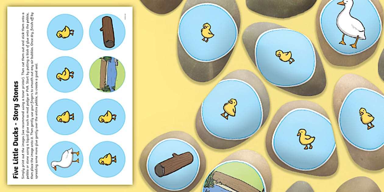5 Little Ducks Story Stones Image Cut Outs (teacher made)
