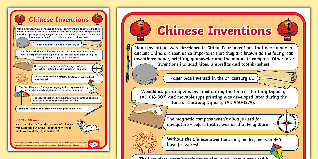 Chinese Inventions KS1 Information Poster (Teacher-Made)
