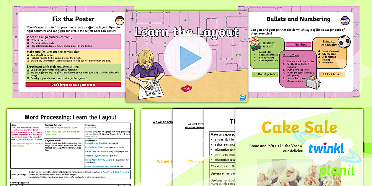 Computing: Word Processing: Learn the Layout Year 4 Lesson Pack 2