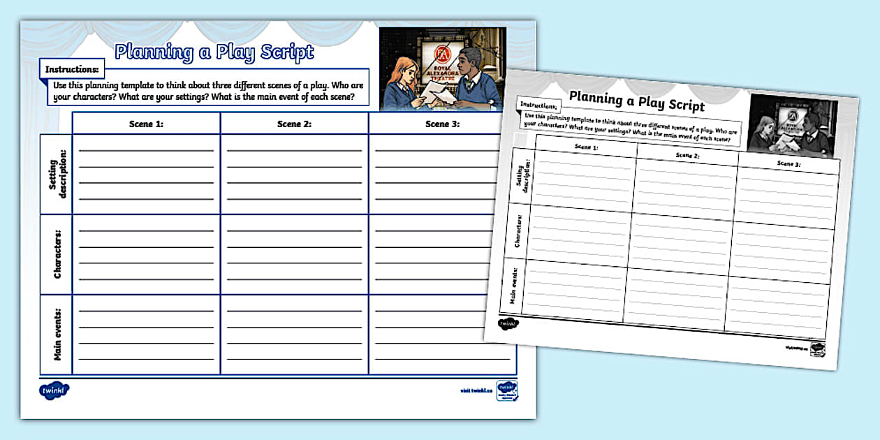 Planning a Play Script Writing Template (teacher made)
