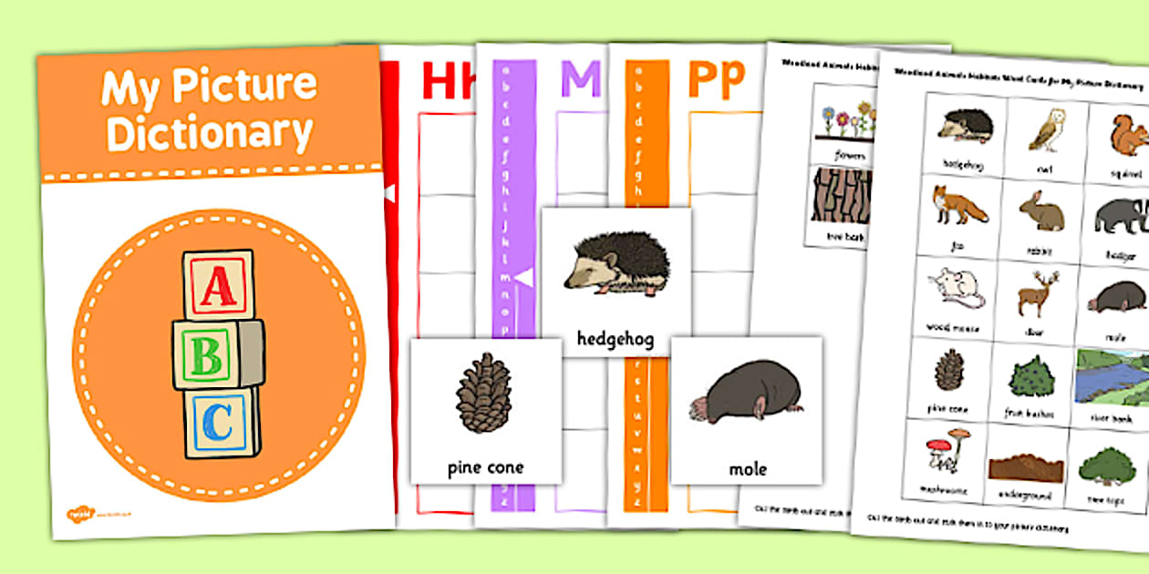 Woodland Animals Picture Dictionary Word Card Set - dictionary