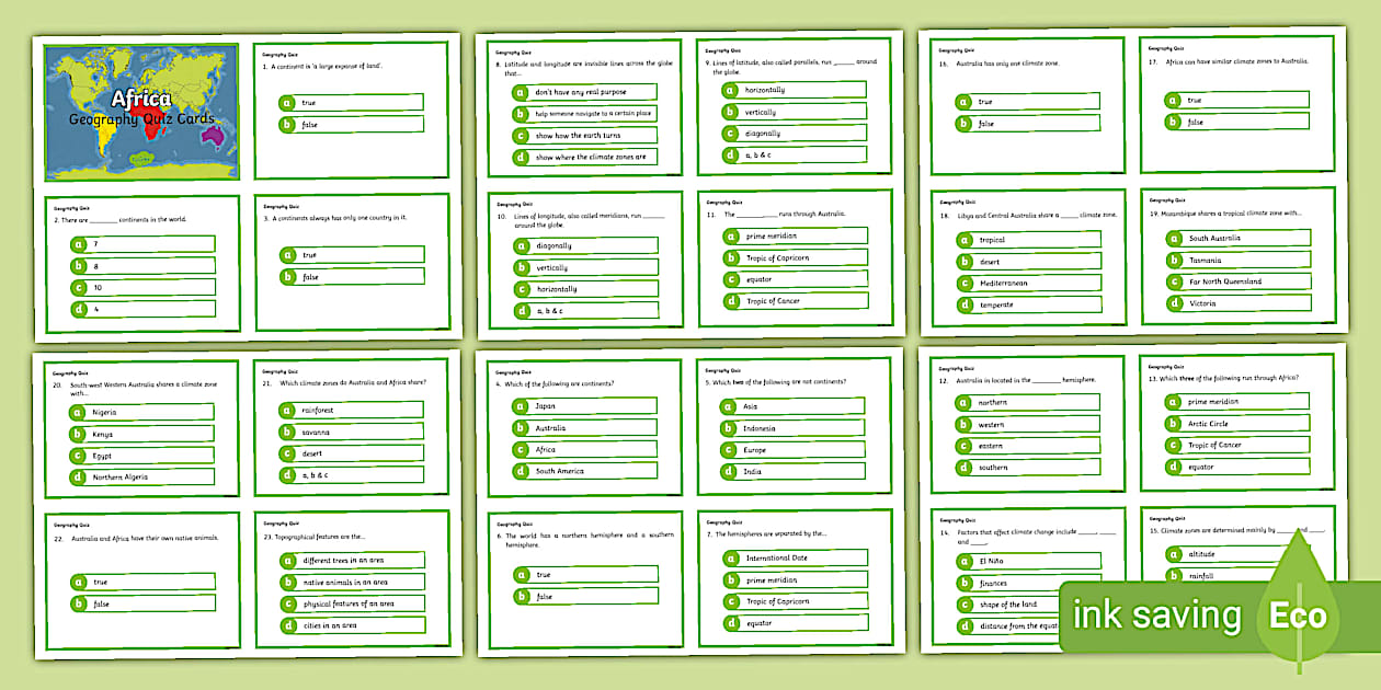 Africa Quiz Cards (teacher made) - Twinkl