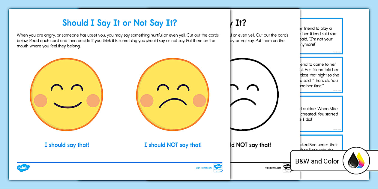 Say It or Swallow It Worksheet | Resource | Twinkl USA