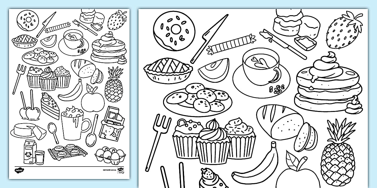 Food Doodles Colouring Page (teacher made) - Twinkl