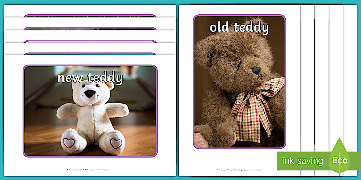 Editable Old and New Teddy Bears Display Photos - Twinkl
