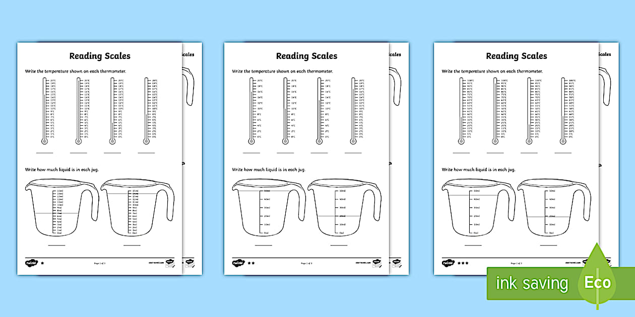 Editable Year 2 Maths Reading Scales Homework Worksheet