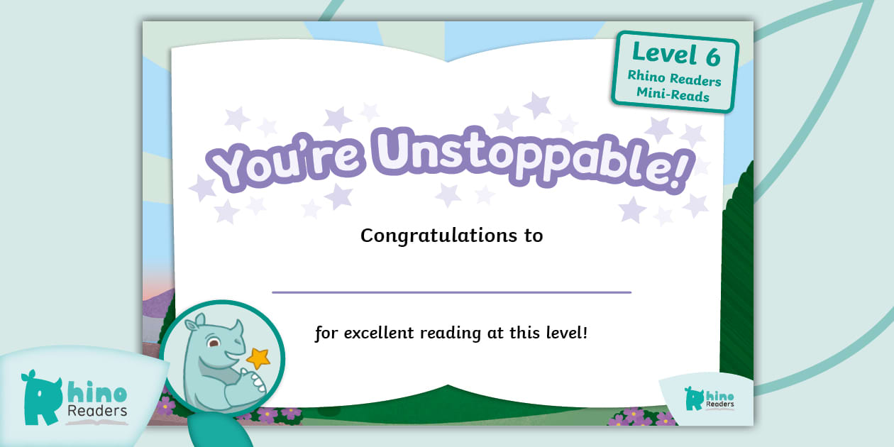 Level 6 Rhino Readers Intervention Certificate - Twinkl