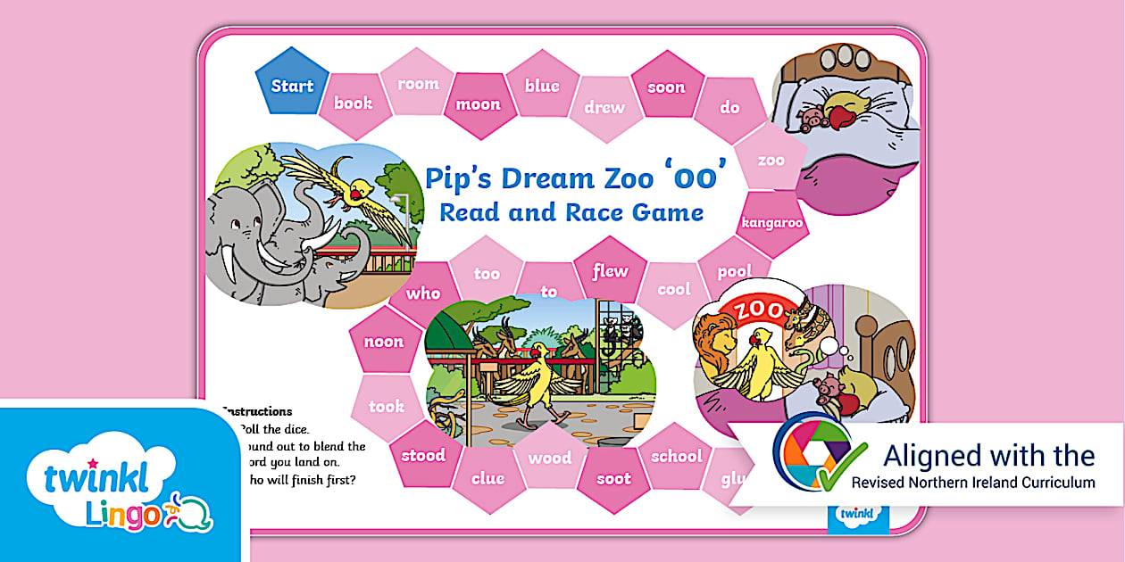 Pip's Dream Zoo 'oo' Read and Race Game (teacher made)