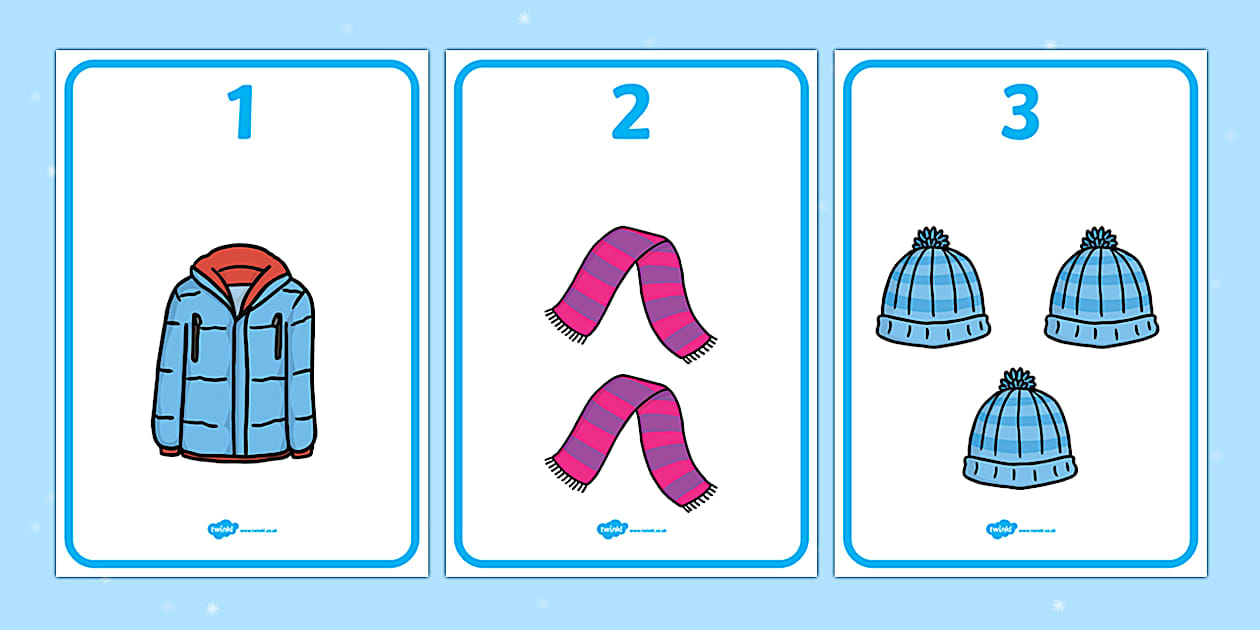 Winter Clothing Numbers 1-10 Display Poster - Twinkl