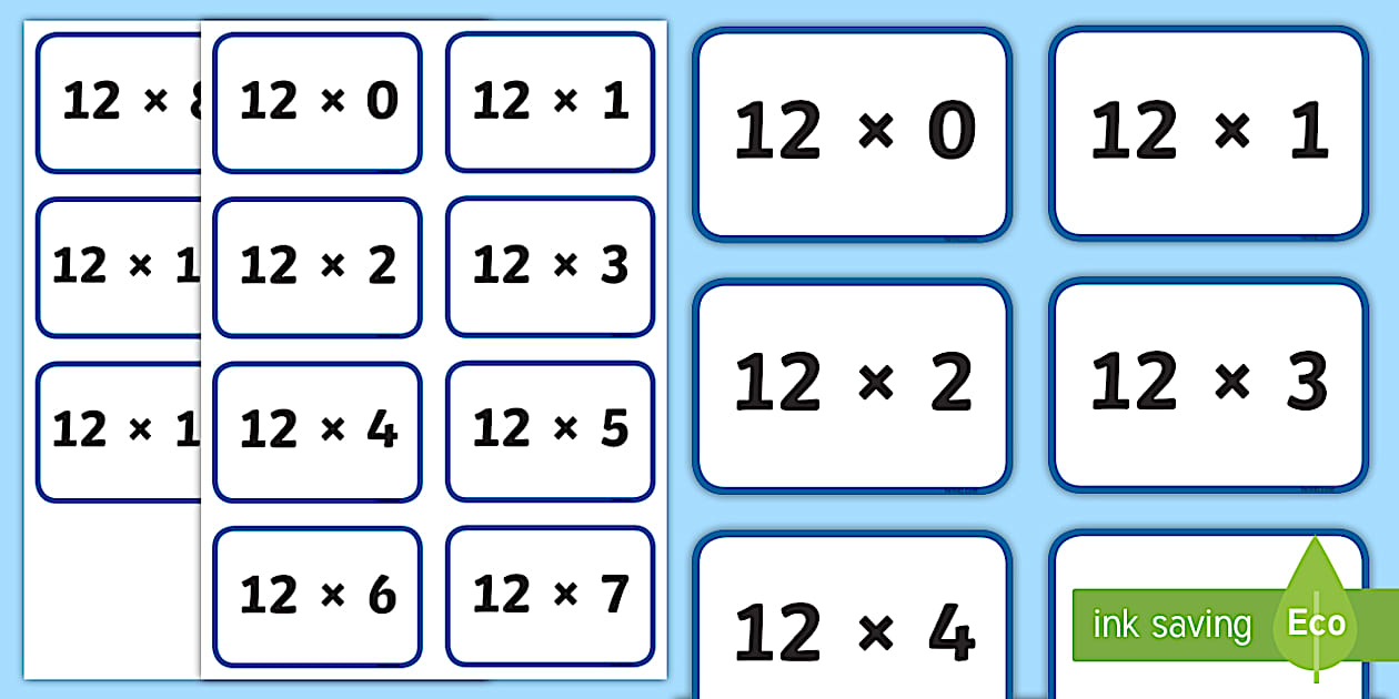 Twelve Times Tables Flashcards - Twinkl