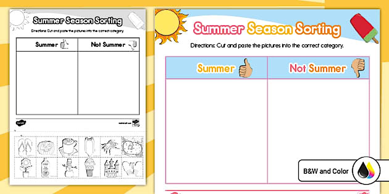 Colorful Summer Season Worksheet for PreK | Twinkl USA