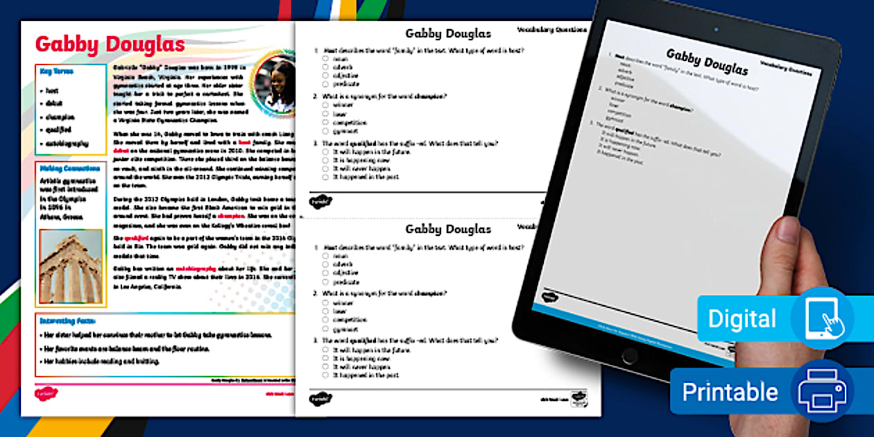 4th Grade Gabby Douglas Comprehension Activity | Twinkl USA