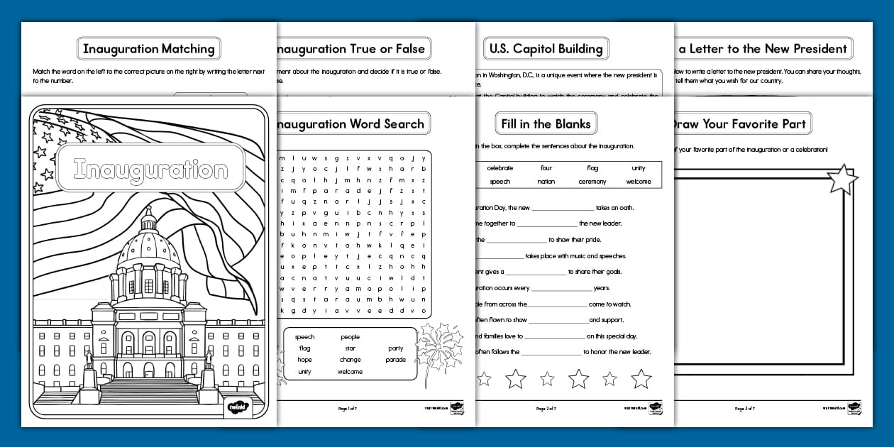 Presidential Inauguration Activity Booklet for K-2nd Grade