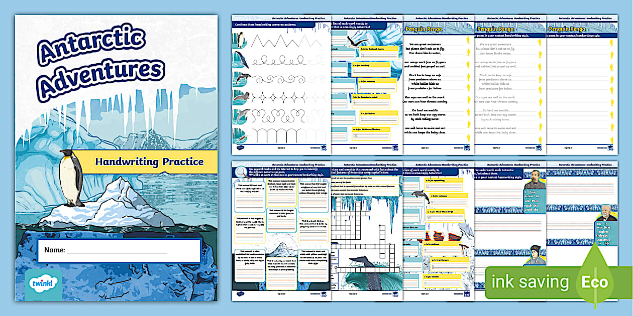 KS2 Antarctic Adventures Handwriting Practice Booklet