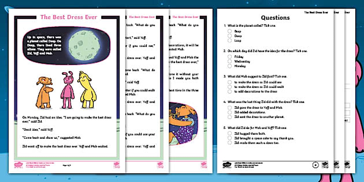 The Best Dress Ever Differentiated Reading Comprehension Activity