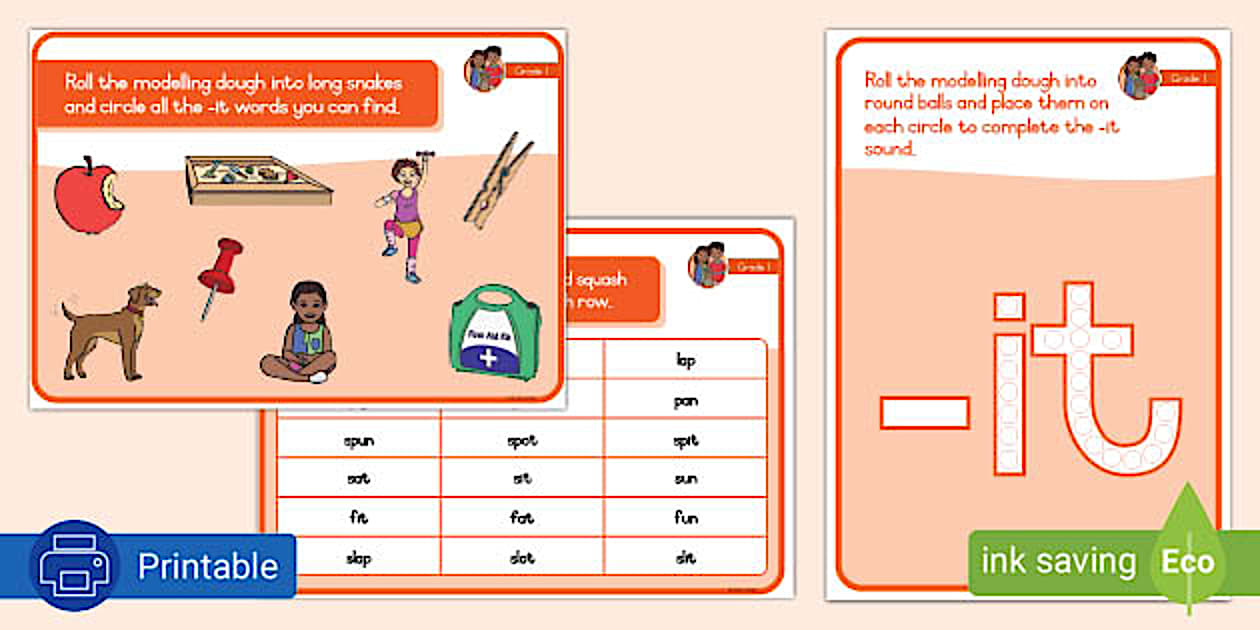 Grade 1 Phonics: -it Modelling Dough Playmats - Twinkl