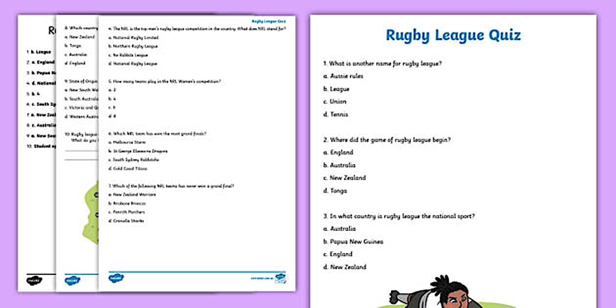 Rugby League Quiz | Printable Primary Resource | Twinkl