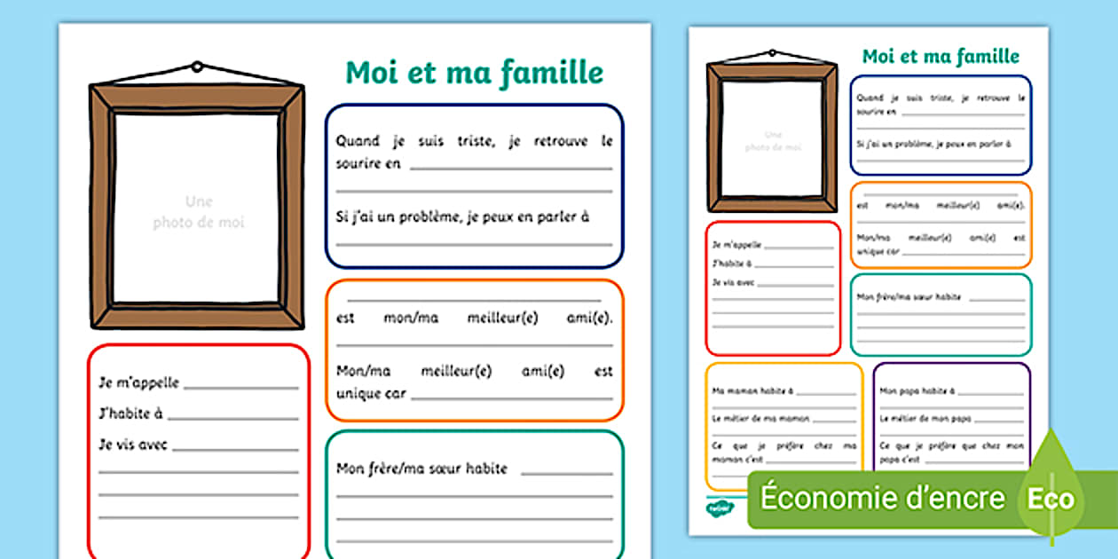 Ecriture quotidienne : moi et ma famille (teacher made)