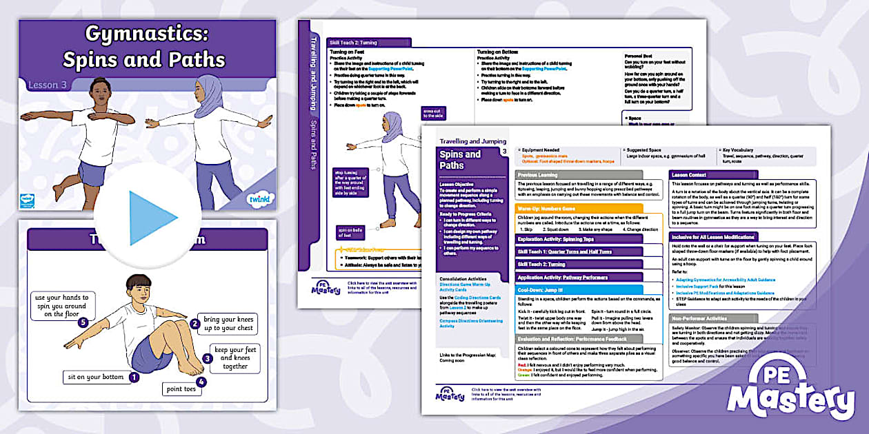 PE Mastery: Y1 Gymnastics Travel & Jump L3 - Spins and Paths