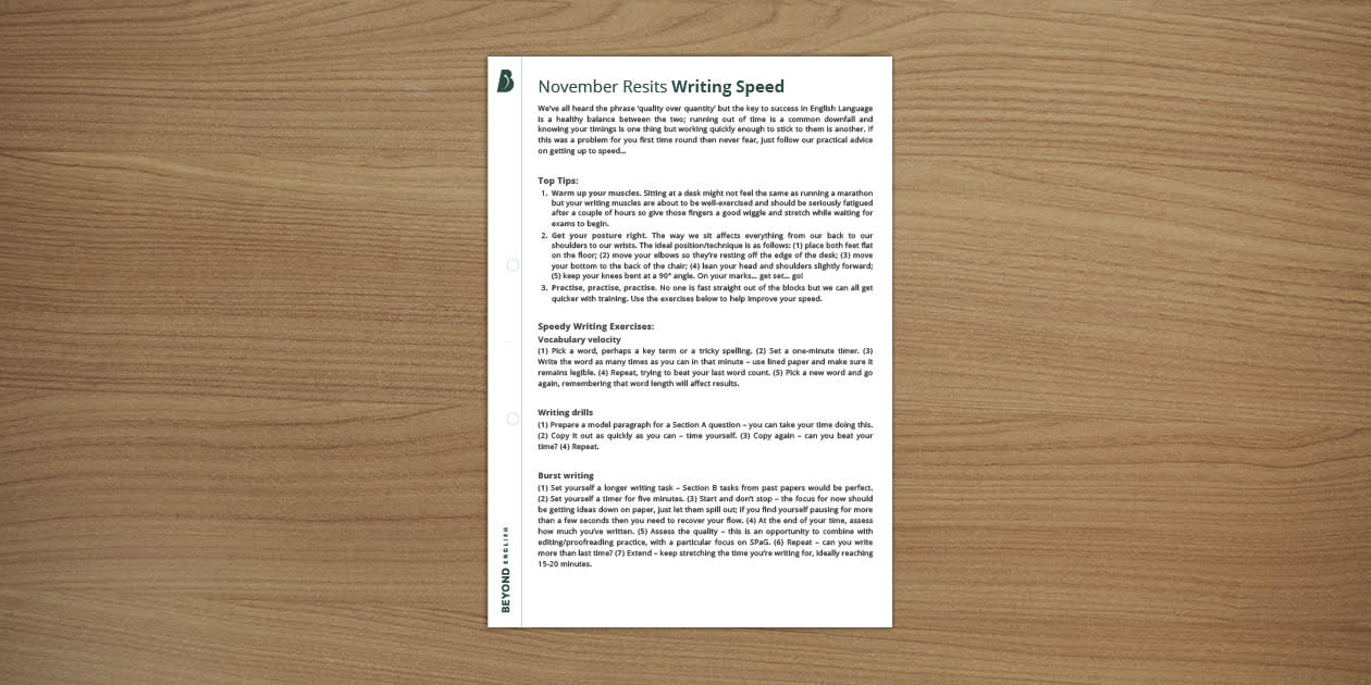 GCSE Writing Speed Exercises - Improve Exam Performance