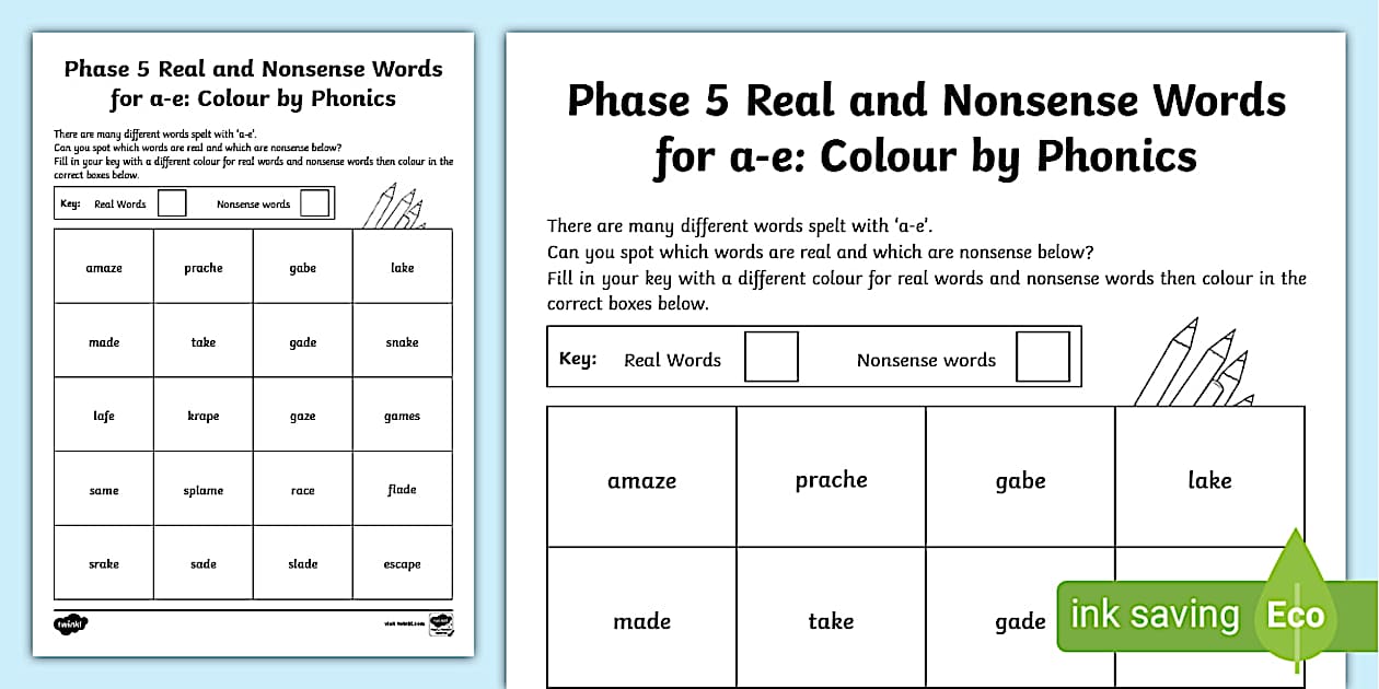 Dyslexic Phase 5 'a-e' Split Digraph Colour By Phoneme Real and ...