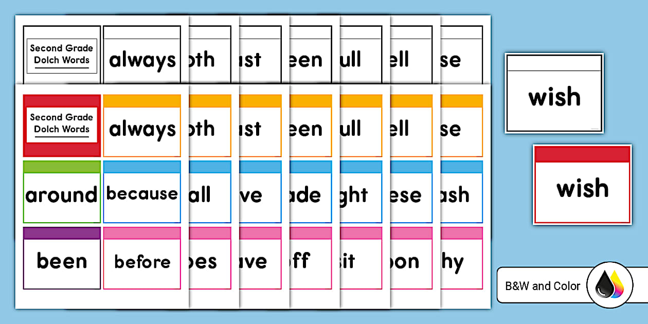 Second Grade Dolch Word Flash Cards (teacher made) - Twinkl