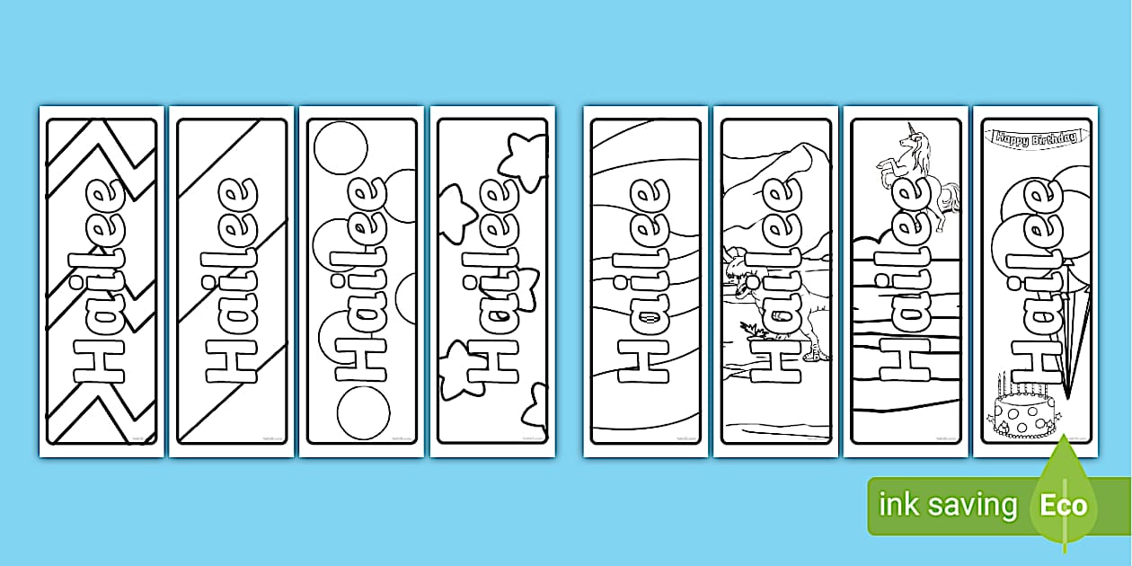 Hailee Name Simple Colouring Bookmarks (teacher made)