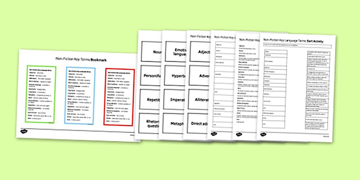 Non-Fiction Key Language Terms Resource Pack (teacher made)
