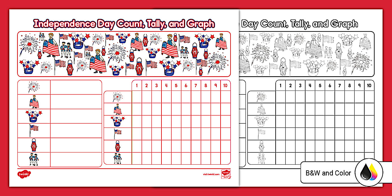 1st Grade 4th of July Counting Worksheet Sheet | Twinkl USA