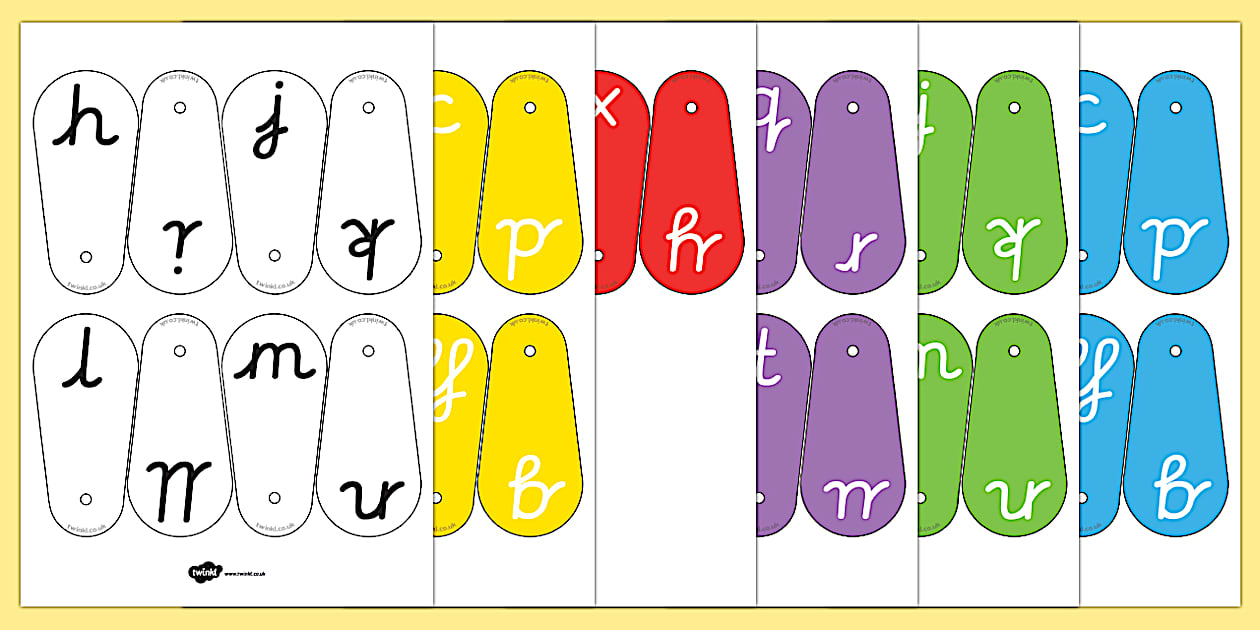 A-Z Letter Fans (Cursive) (teacher made) - Twinkl