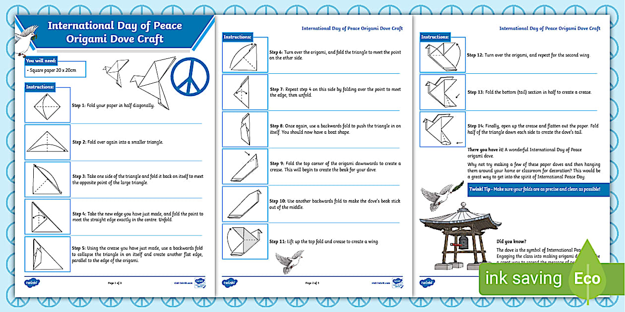 World Peace Day Dove Origami | International Day of Peace