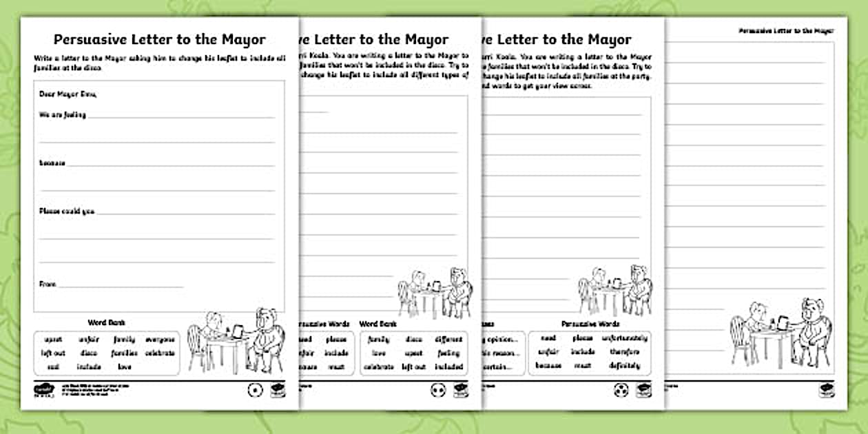 Part of the Party: Persuasive Letter Writing Differentiated Worksheets