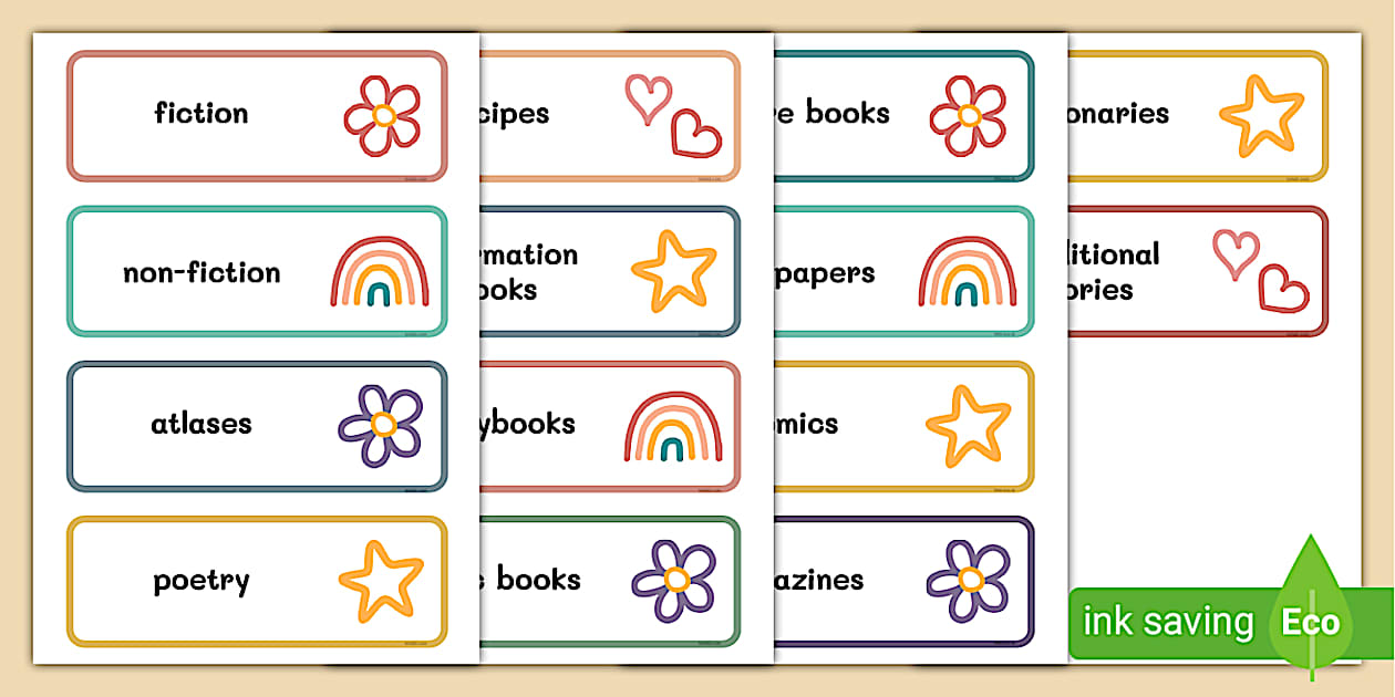 Muted Bookshelf Labels (teacher made) - Twinkl
