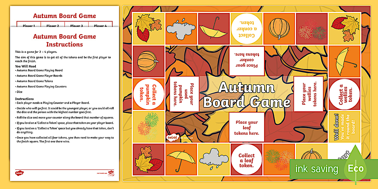 Editable KS1 Autumn Board Game (teacher made) - Twinkl