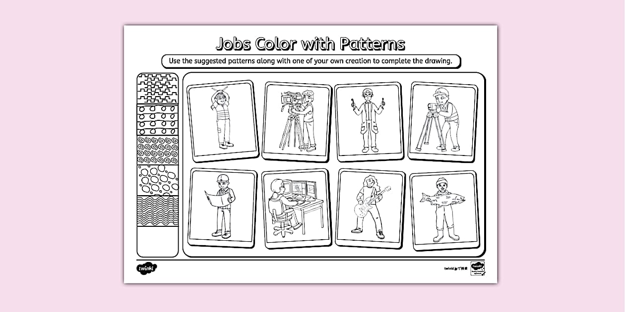 Jobs Color with Patterns Activity (teacher made) - Twinkl