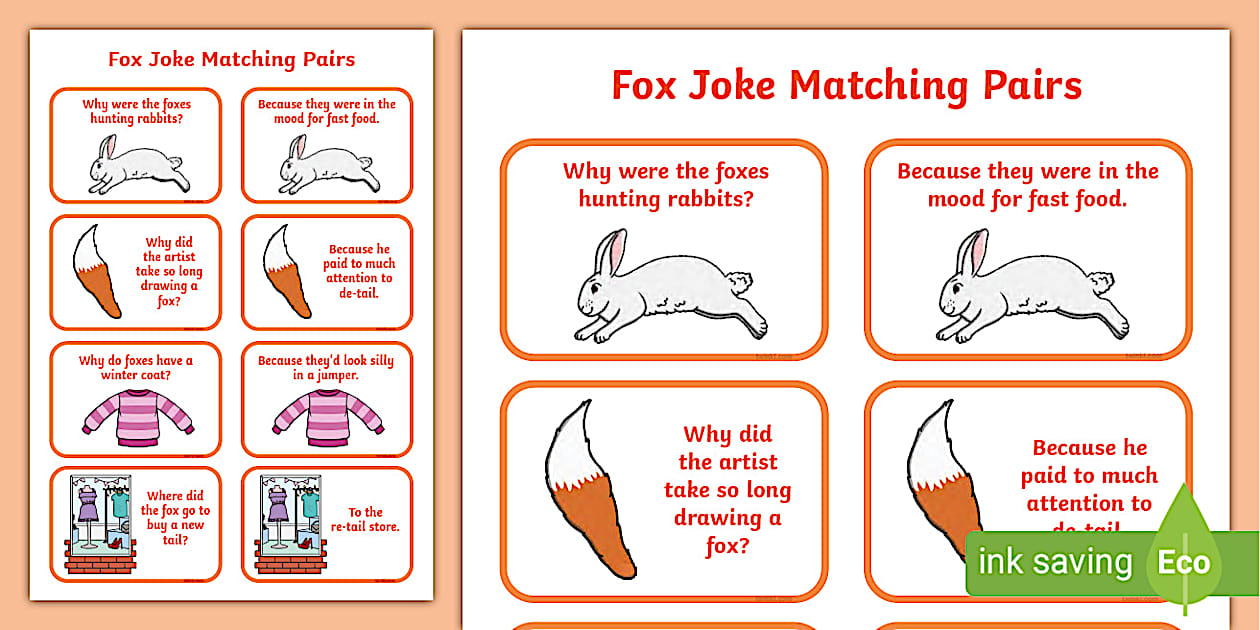 Fox Joke Matching Pairs (teacher made) - Twinkl