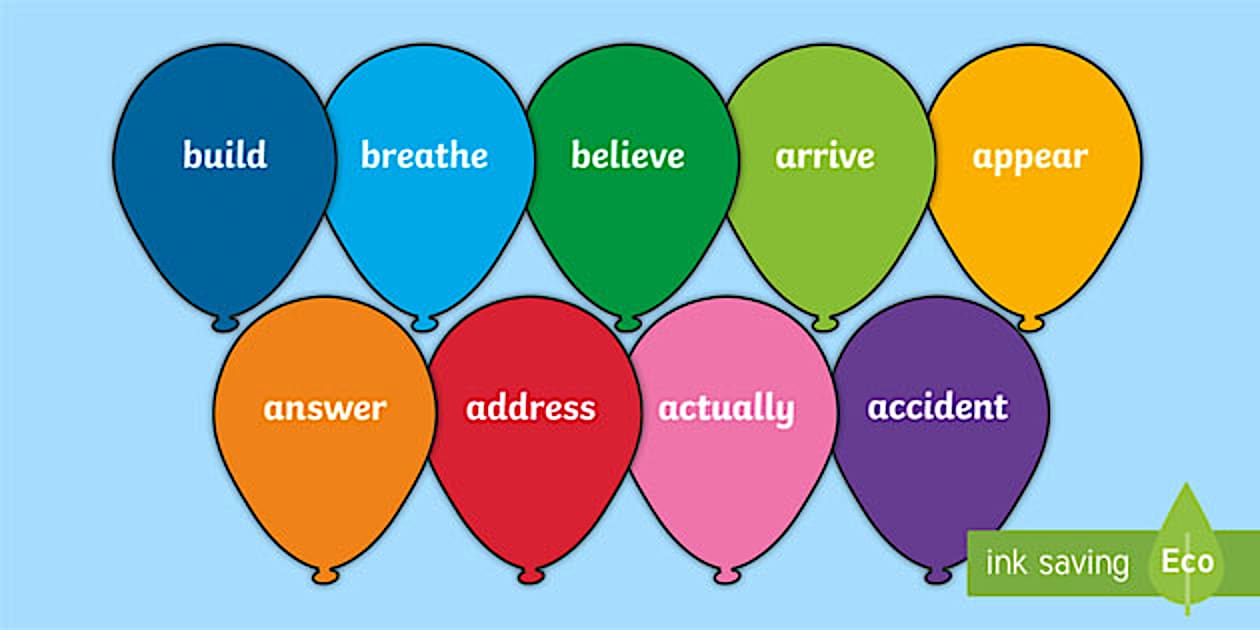Y3/Y4 Statutory Spelling Word Balloon Cut-Outs - Twinkl