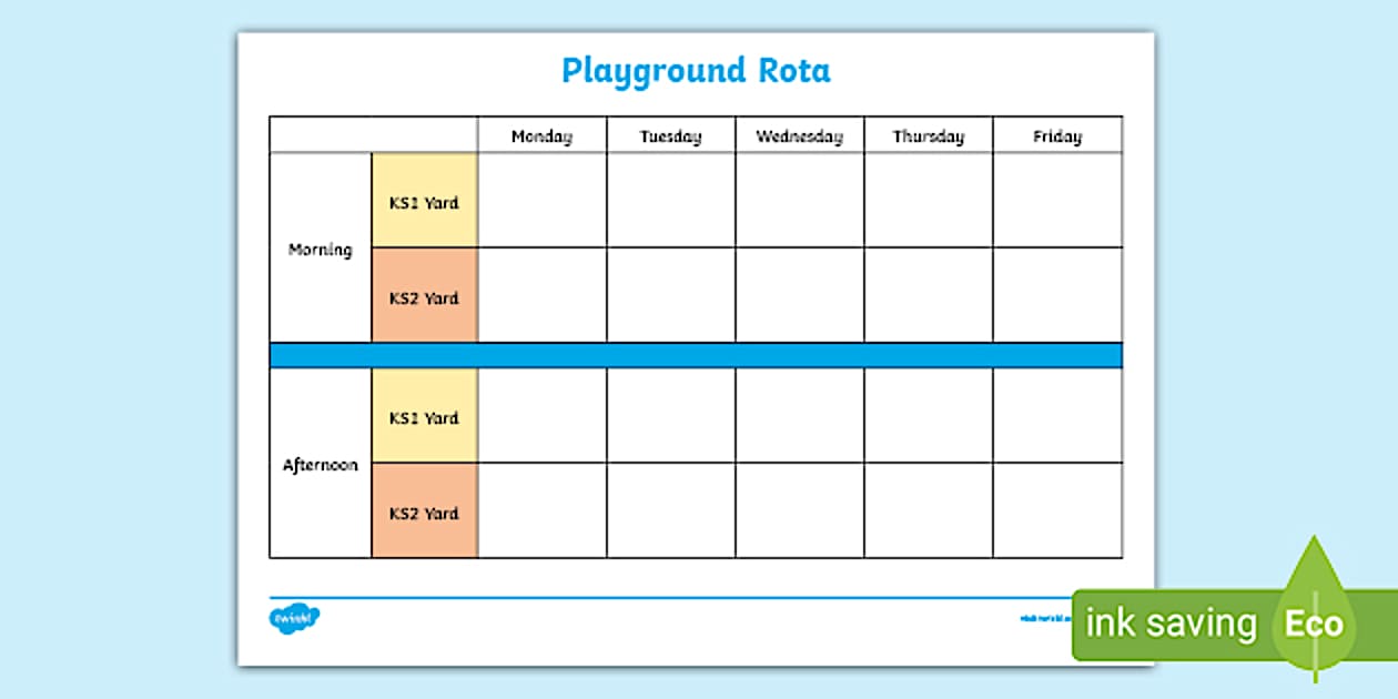Editable Playground Rota (teacher made) - Twinkl