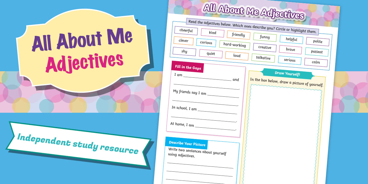 All About Me Adjectives Worksheet