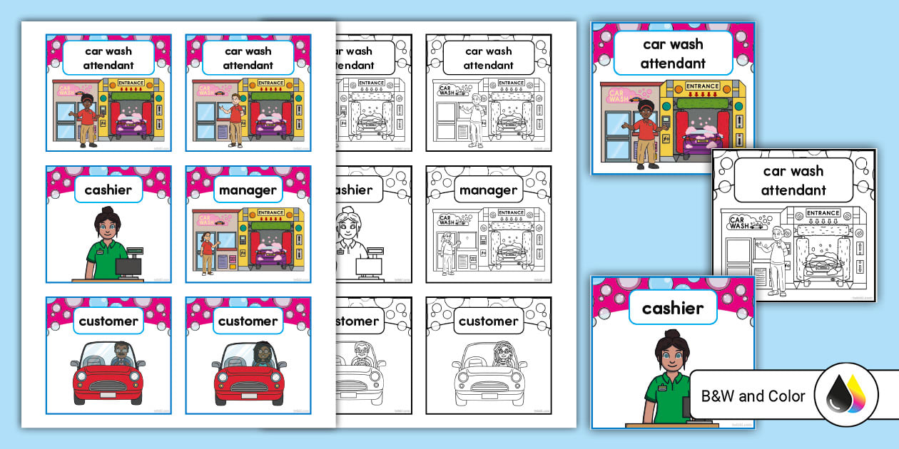 Car Wash Dramatic Play Badges (teacher made) - Twinkl