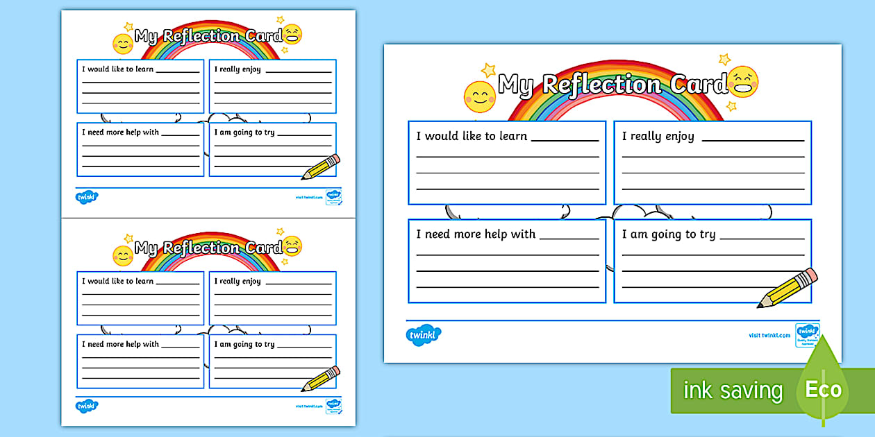 My Reflection Card Activity (teacher made) - Twinkl