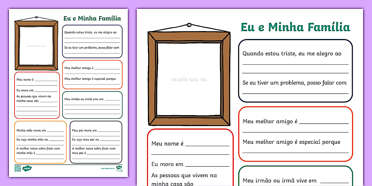 Eu e Minha Família - Atividade de Escrita - Twinkl