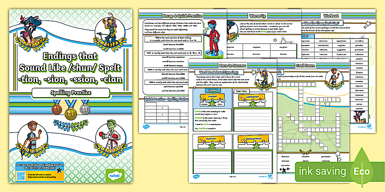 KS2 Spelling Practice Booklet -tion, -sion, -ssion, -cian