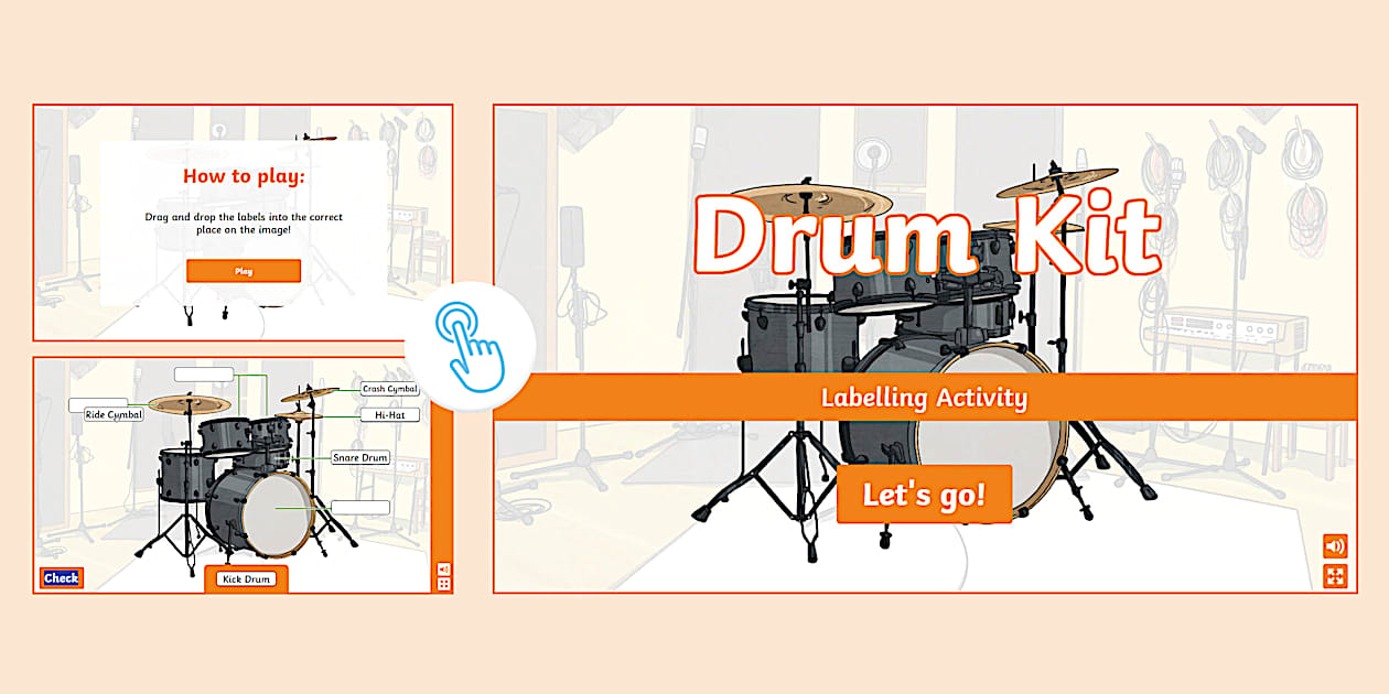 👉 Drum Kit Interactive Labelling Activity - Twinkl
