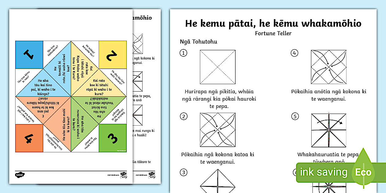 Back to School Te Reo Māori Ice Breaker All About Me - Fortune Teller Game